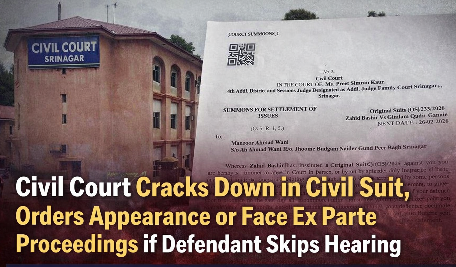 Civil Court Cracks Down in Civil Suit, Orders Appearance or Face Ex ...